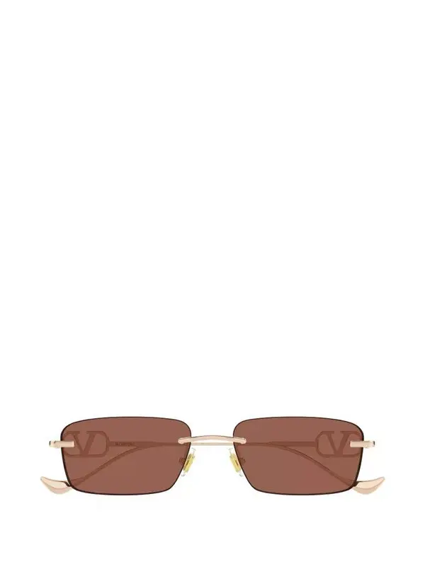 Valentino Garavani Vlogo Rectangle-frame Sunglasses - Gold