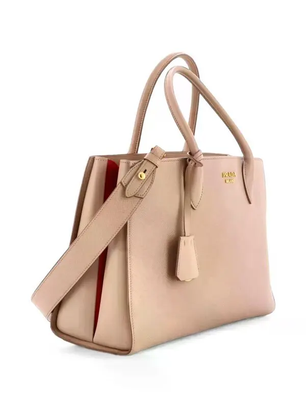 Prada Side Pleat Saffiano Leather Large Tote Bag