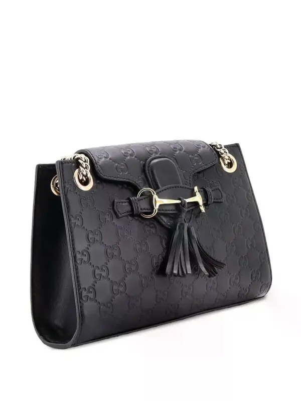 Gucci Emily Chain Flap Guccissima Leather Small Shoulder Bag - Black