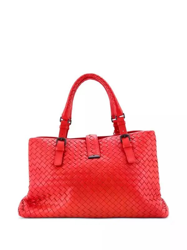 Bottega Veneta Roma Bag Intrecciato Nappa Medium Tote Bag - Red