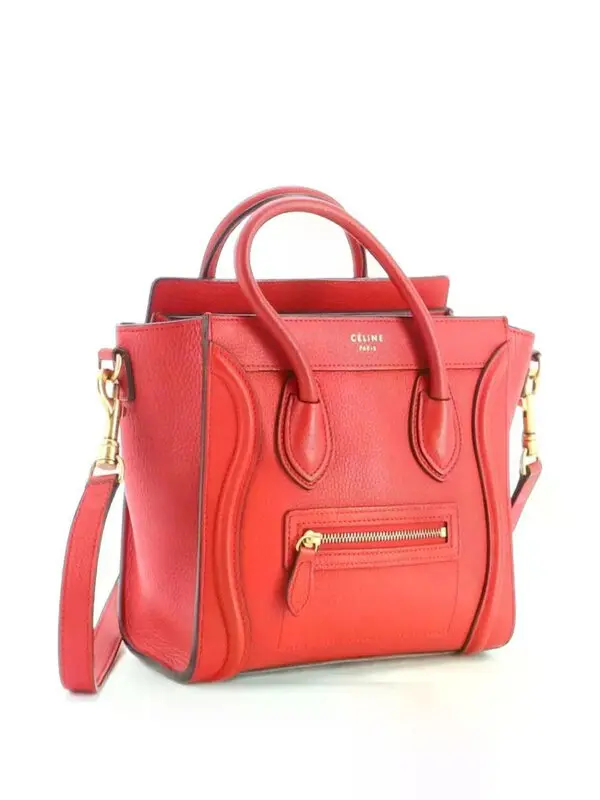 Celine Luggage Bag Grainy Leather Nano Crossbody Bag - Red