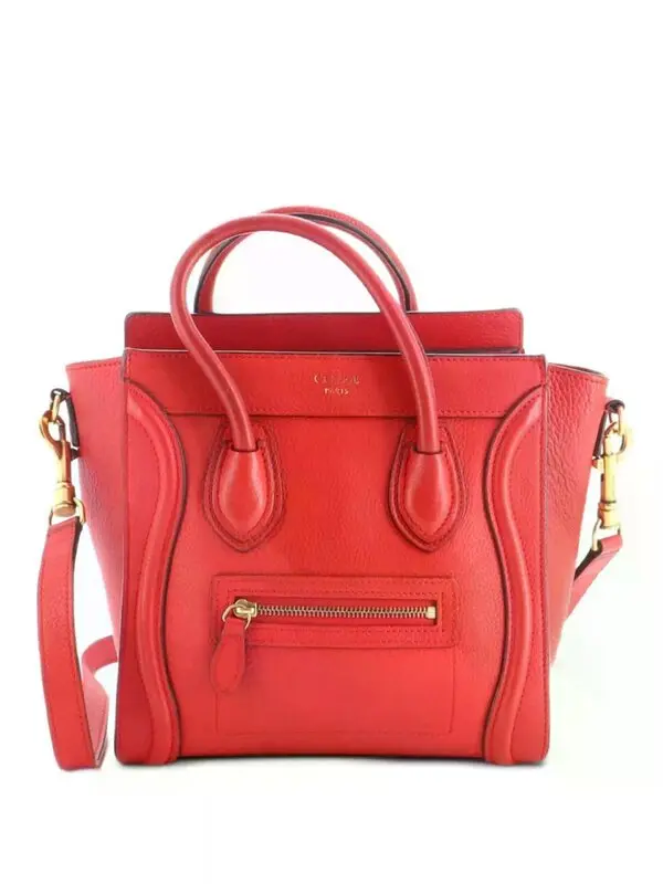Celine Luggage Bag Grainy Leather Nano Crossbody Bag - Red
