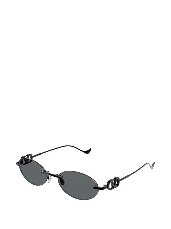 Valentino Garavani Vlogo Rimless Oval-frame Sunglasses - Black