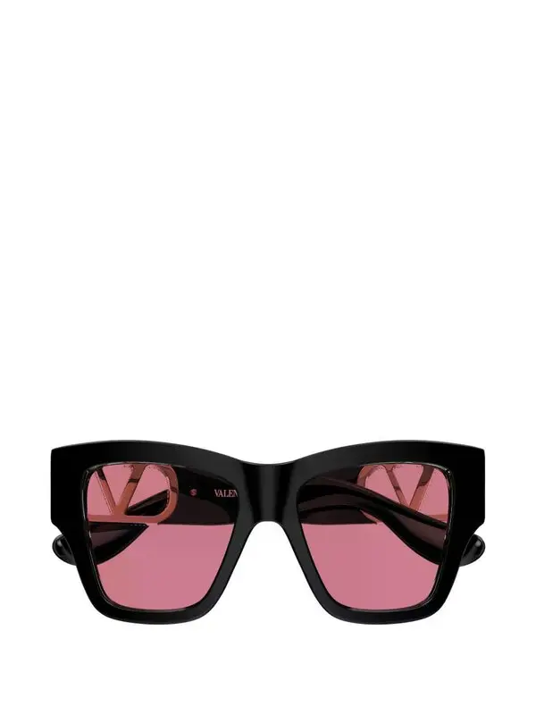 Valentino Garavani Vlogo Crystal-embellished Square-frame Sunglasses - Black