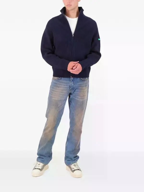 FLANEUR Ribbed-knit Zip-up Cardigan