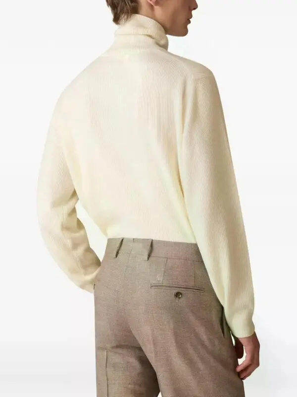 LARDINI Ribbed-knit Turtleneck Sweater - Neutrals