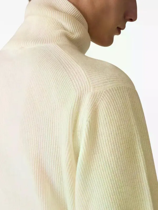 LARDINI Ribbed-knit Turtleneck Sweater - Neutrals