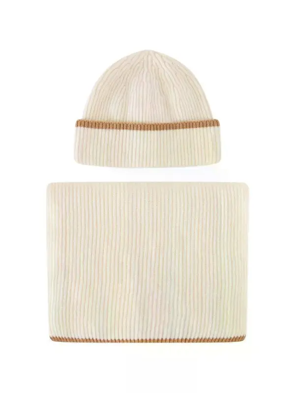 LARDINI Ribbed-knit Beanie Hat And Scarf Set