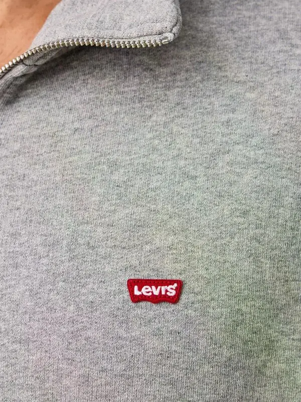 LEVI'S Quarter-zip Logo-patch Sweatshirt - Grey