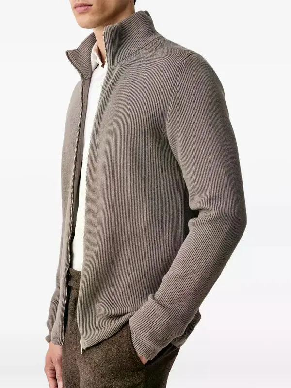 LINDBERGH Ribbed-knit Zip-up Cardigan