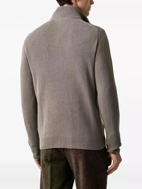 LINDBERGH Ribbed-knit Zip-up Cardigan