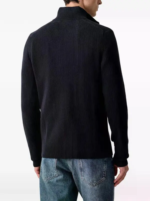 LINDBERGH Ribbed-knit Zip-up Cardigan