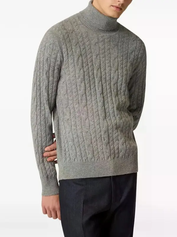 LARDINI Cable-knit Roll-neck Sweater