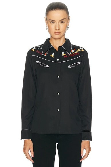 BODE Checkers Western Shirt - Black Multi