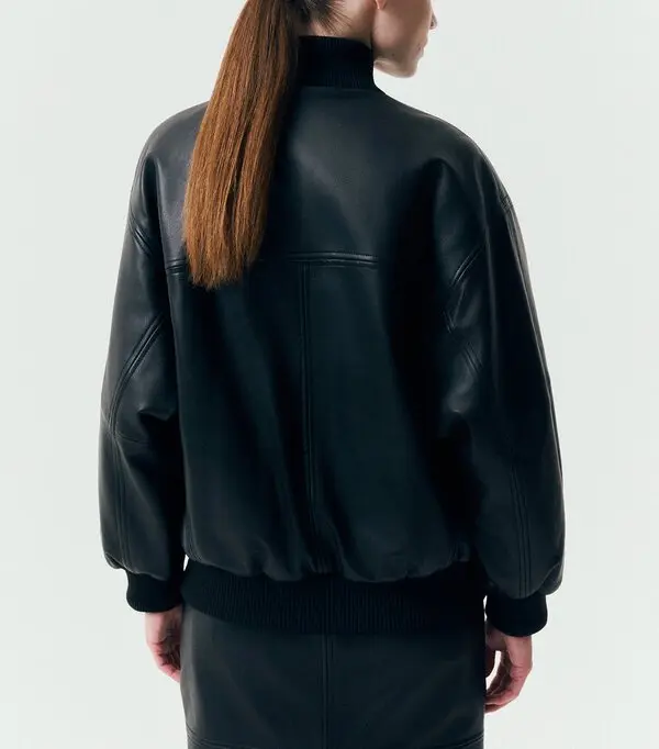 Marella Leather Bomber Jacket