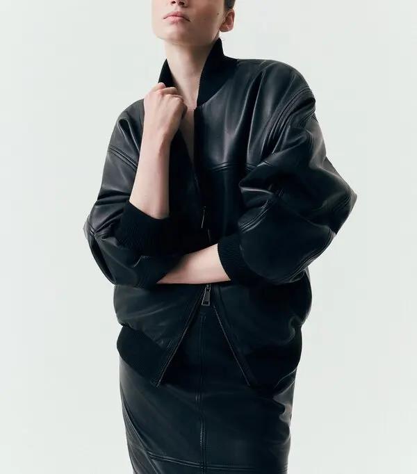 Marella Leather Bomber Jacket