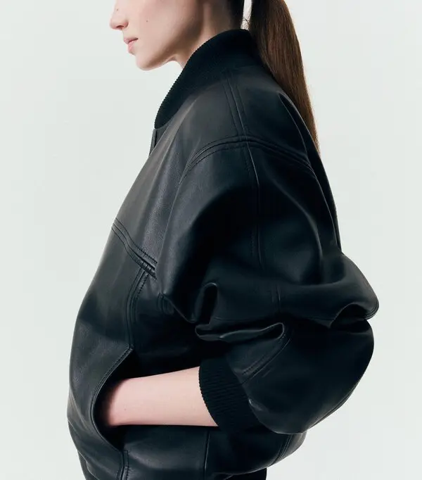 Marella Leather Bomber Jacket