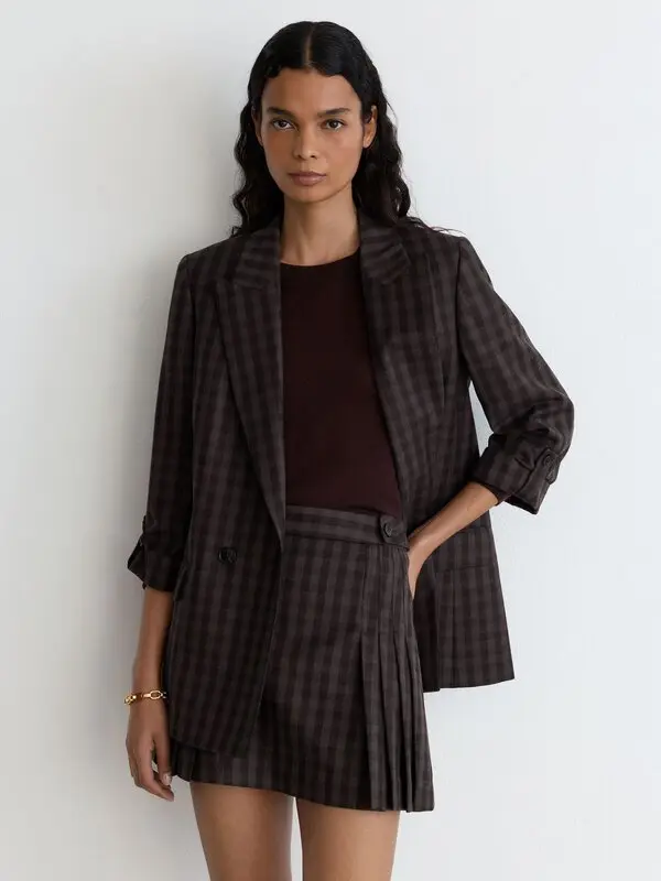REISS Wool Pleated Mini Skirt