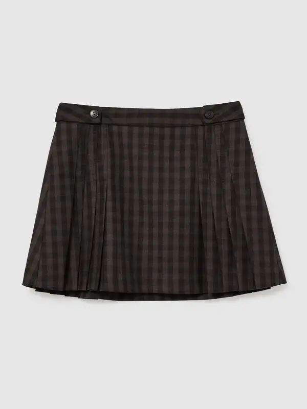 REISS Wool Pleated Mini Skirt