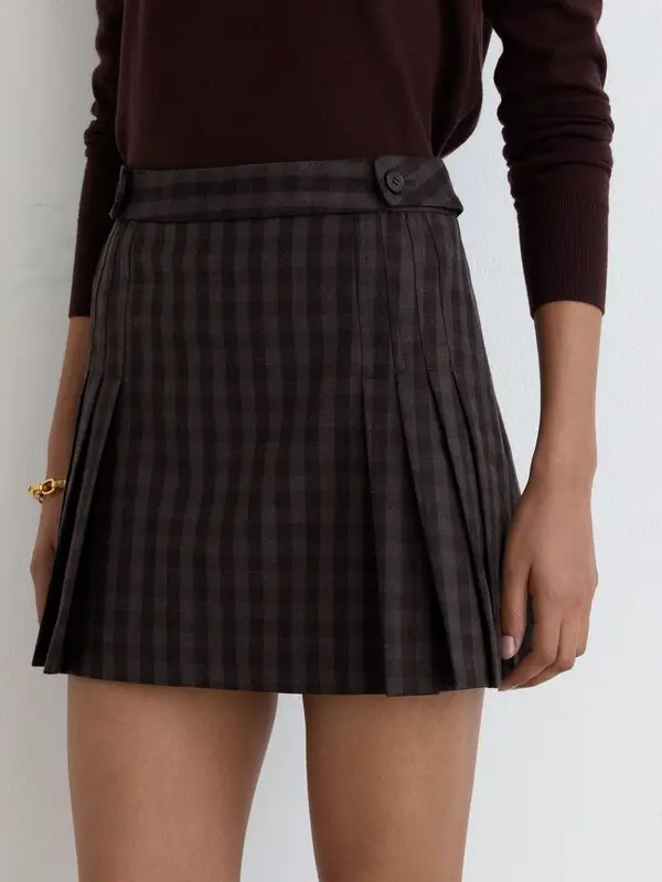 REISS Wool Pleated Mini Skirt