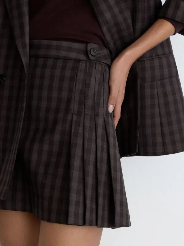 REISS Wool Pleated Mini Skirt