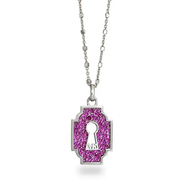 MYRTO KATRAMADOU JEWELLERY Red / Silver Unlocked Lock Necklace Silver Ruby Red