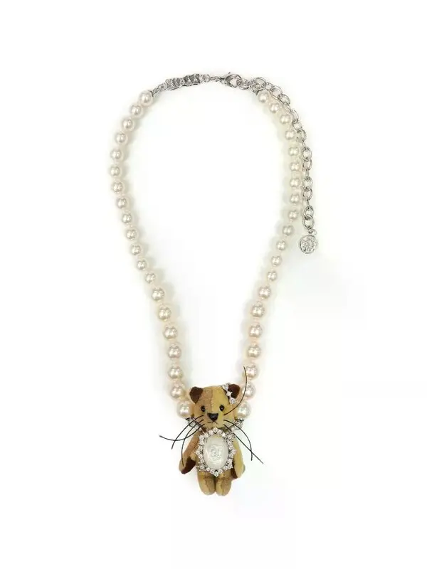 YVMIN Paradise Pearl-pendant Cat Necklace - Neutrals