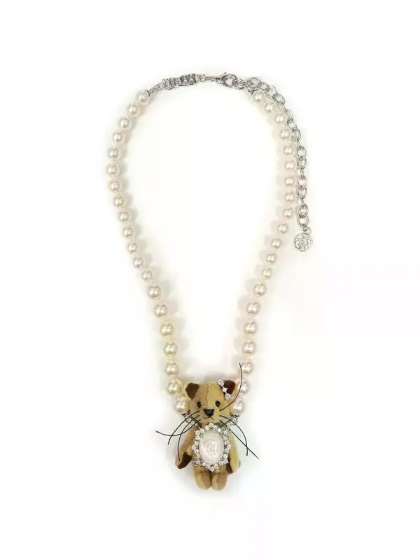 YVMIN Paradise Pearl-pendant Cat Necklace - Neutrals