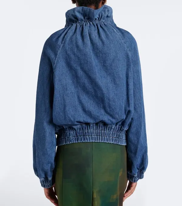 Dries Van Noten Checked Ruffled Denim Jacket