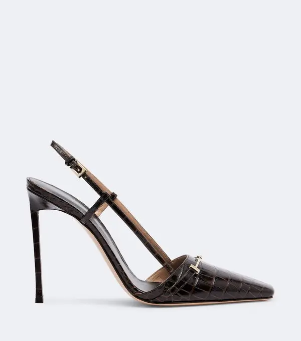 TOM FORD Croc-effect Leather Slingback Pumps