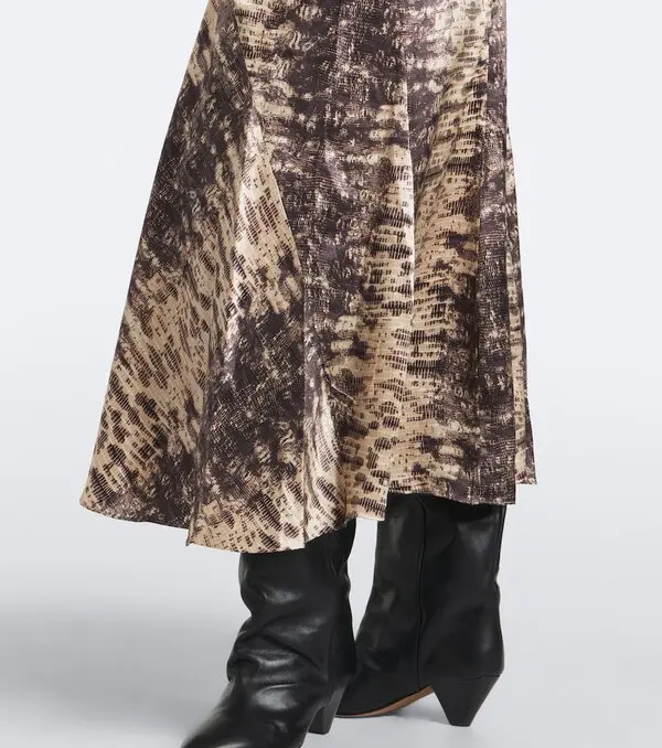 Isabel Marant Étoile Laren Snake-print Silk Satin Midi Skirt
