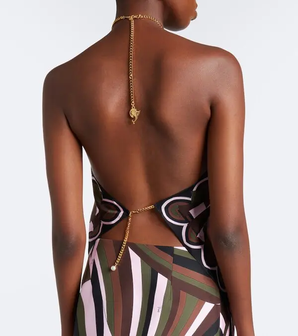 Emilio Pucci Baiadera Halterneck Silk Twill Top