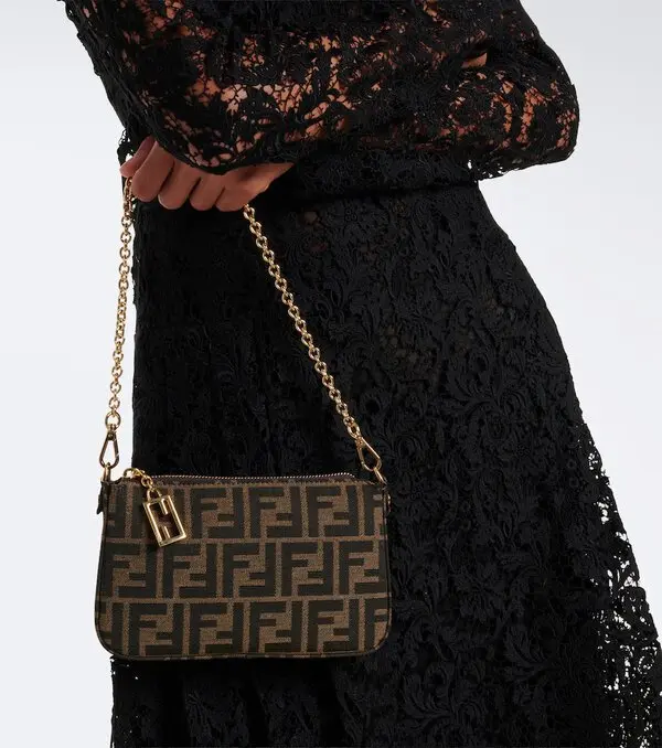 Fendi Tube Ff Zucca Pouch With Strap