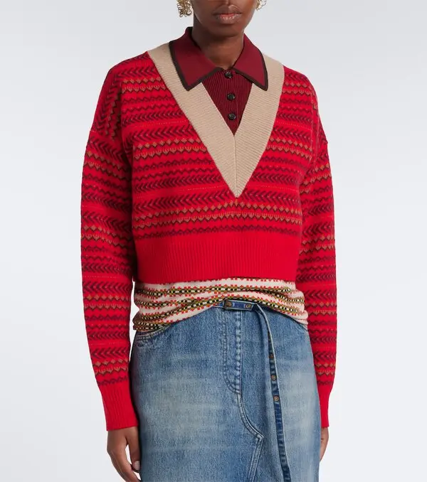 Dries Van Noten Jacquard Wool-blend Polo Sweater