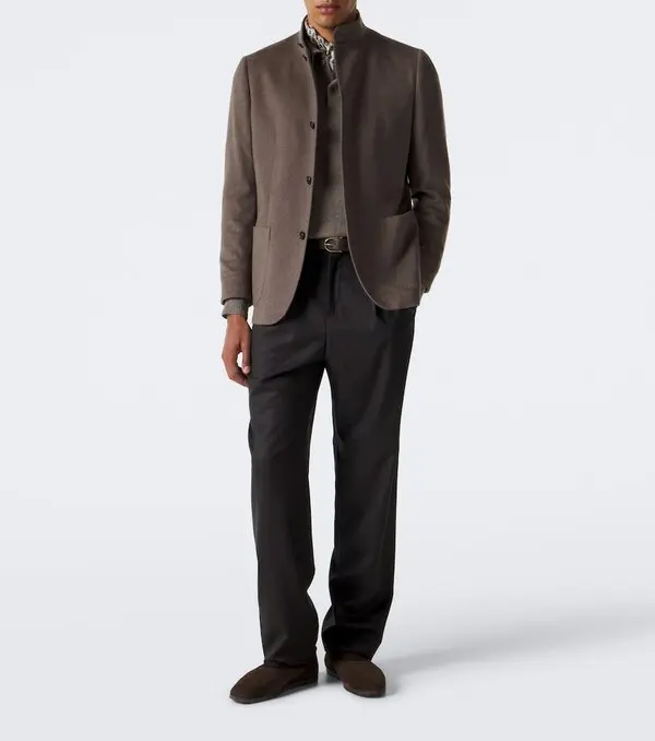 Agnona Wool Pleated Straight Pants