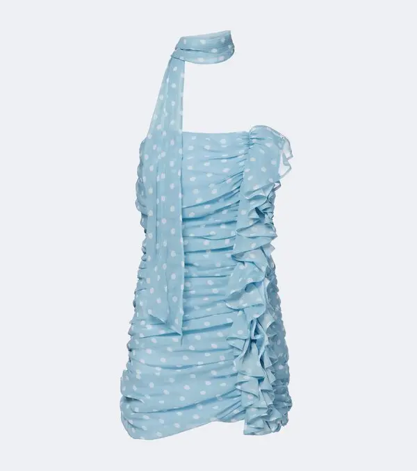 Nina Ricci Polka-dot Silk Bustier Dress - Blue
