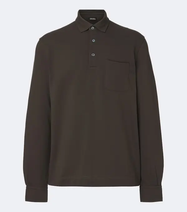 Zegna Cotton Pique Polo Shirt - Brown