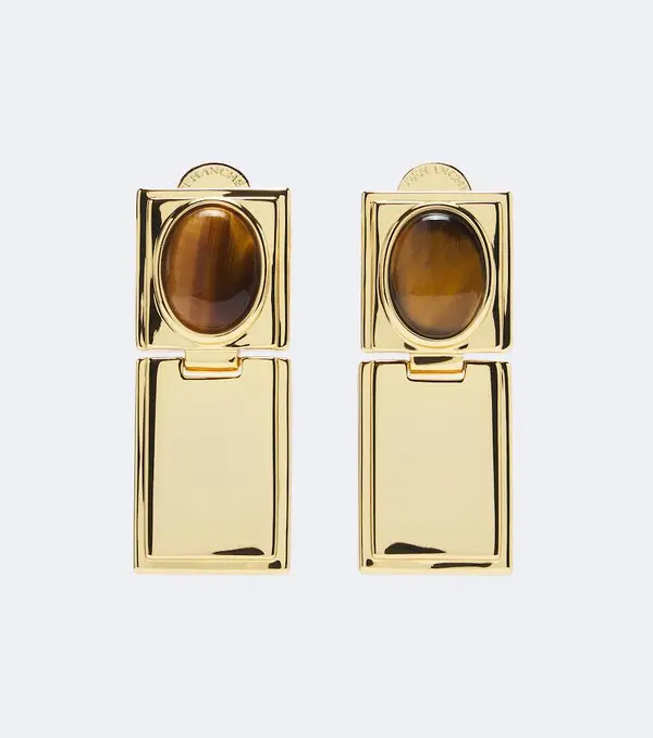 DEHANCHE Signet Stone Tiger's Eye 18kt -plated Earrings