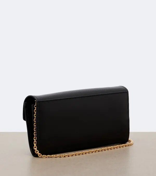 Fendi Ff Diamonds Leather Wallet On Chain