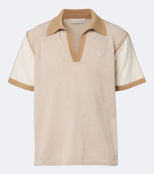 GOD'S TRUE CASHMERE Biscotti Cashmere Polo Shirt With Tiger's Eye - Brown