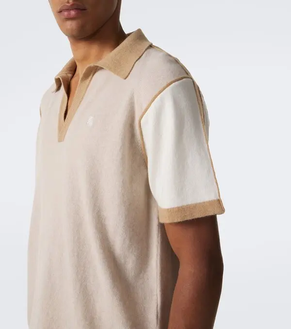 GOD'S TRUE CASHMERE Biscotti Cashmere Polo Shirt With Tiger's Eye