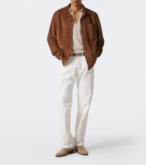 GOD'S TRUE CASHMERE Biscotti Cashmere Polo Shirt With Tiger's Eye