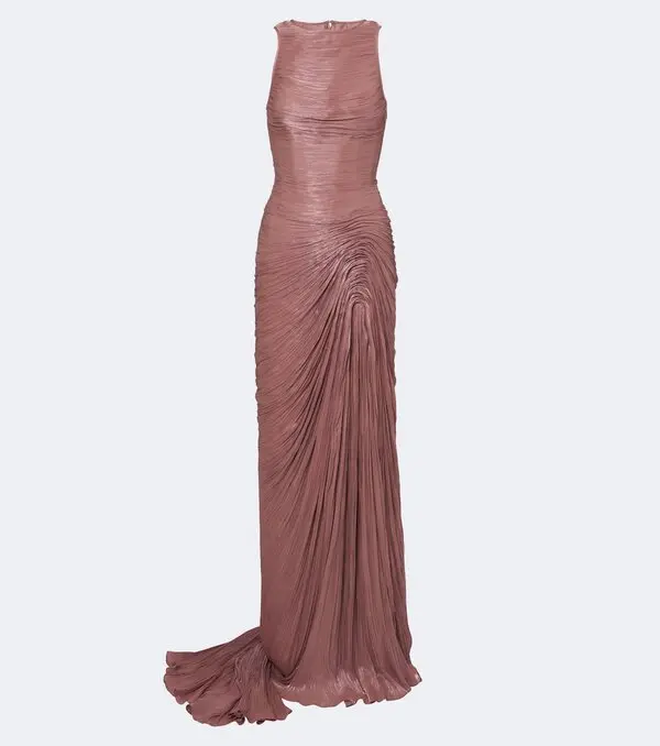 MARMAR HALIM Pleated Satin Gown