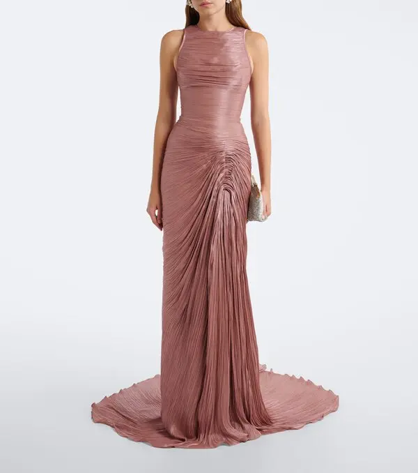 MARMAR HALIM Pleated Satin Gown
