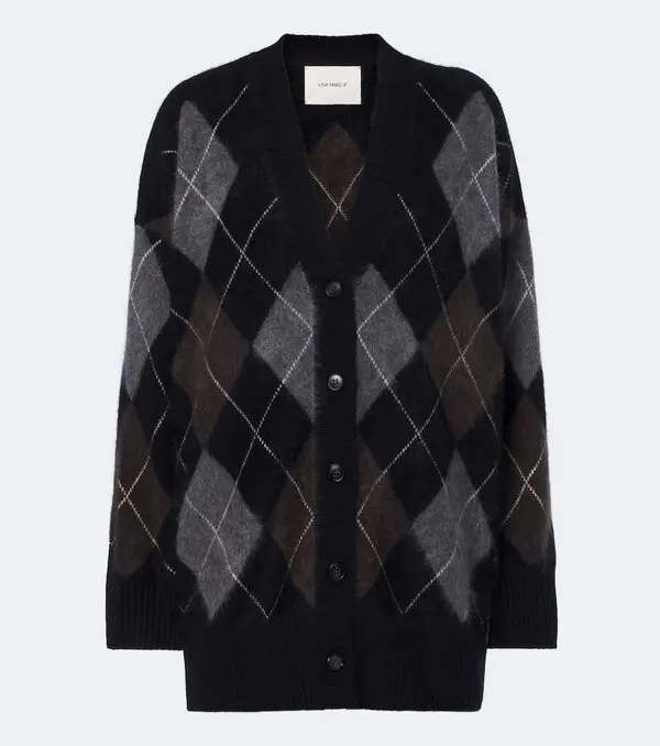 LISA YANG Elaria Argyle Cashmere Cardigan