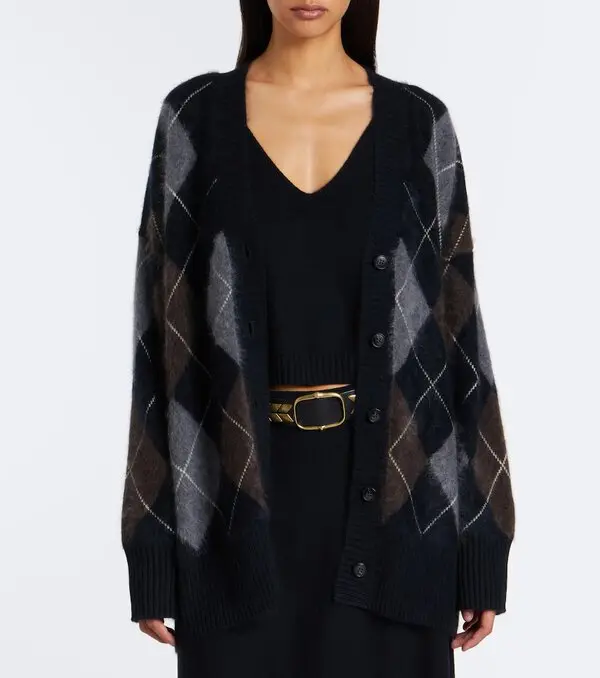 LISA YANG Elaria Argyle Cashmere Cardigan