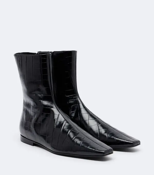 TOTEME Croc-effect Leather Ankle Boots