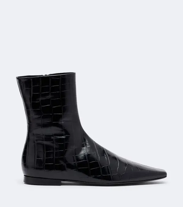 TOTEME Croc-effect Leather Ankle Boots