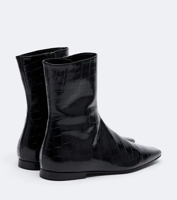 TOTEME Croc-effect Leather Ankle Boots