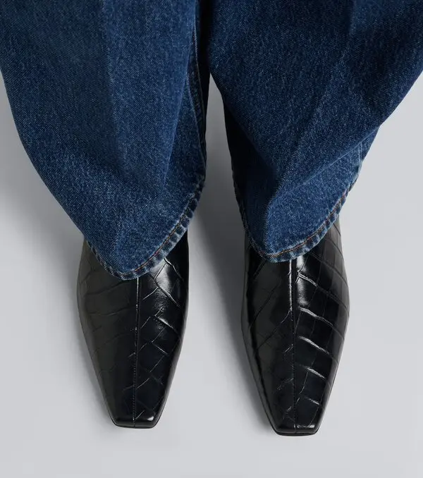 TOTEME Croc-effect Leather Ankle Boots